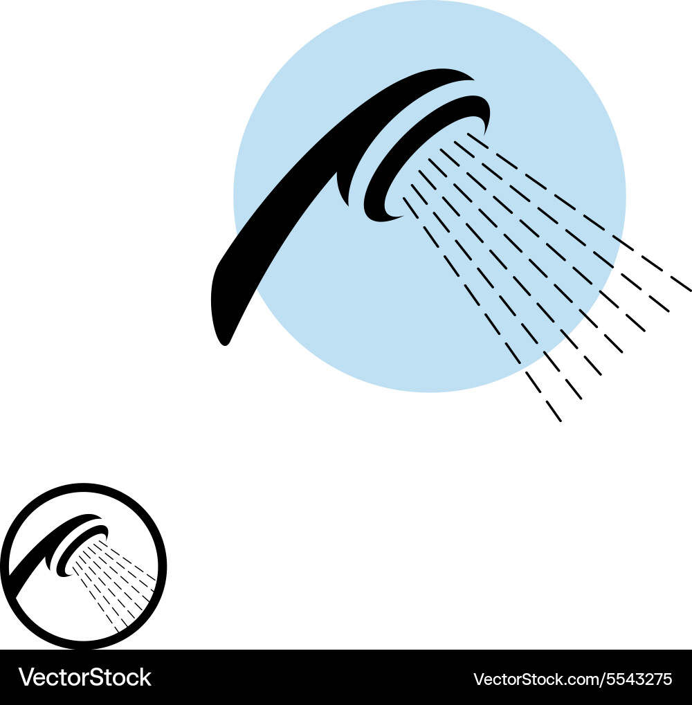 Shower head icon with water flow Royalty Free Vector Image