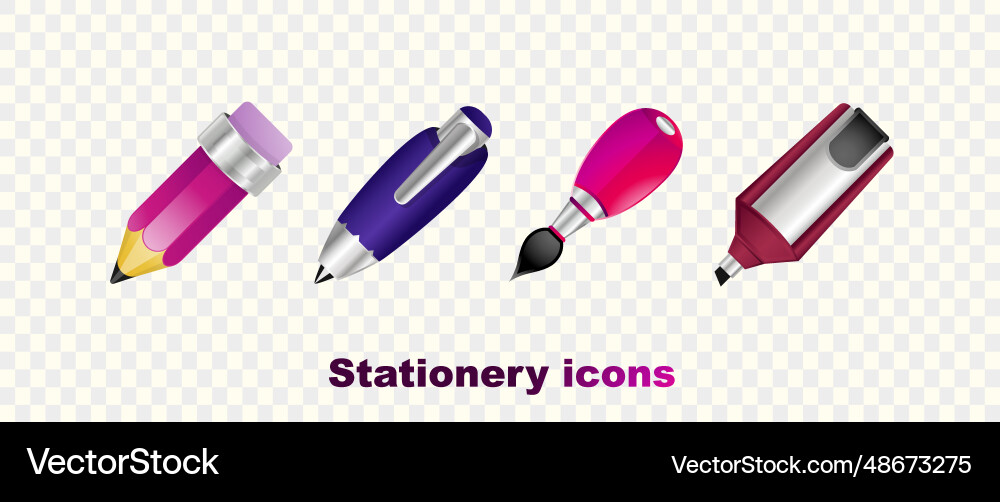 Stationery icons set Royalty Free Vector Image