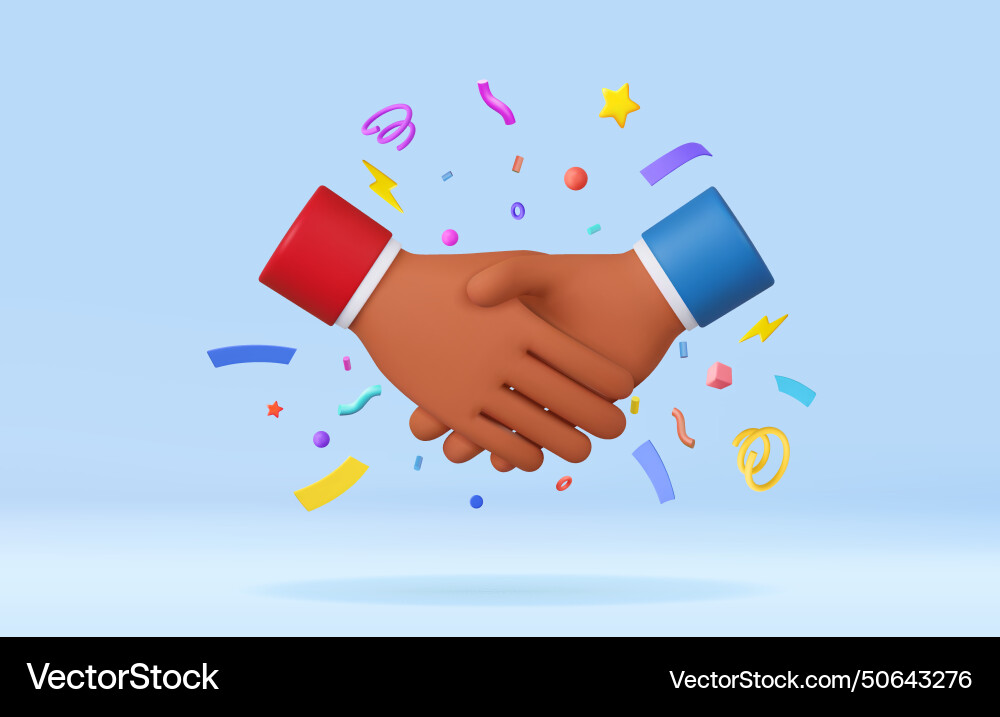 3d handshake finance deal Royalty Free Vector Image