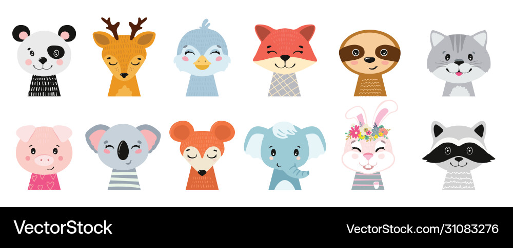 Animal heads Royalty Free Vector Image - VectorStock