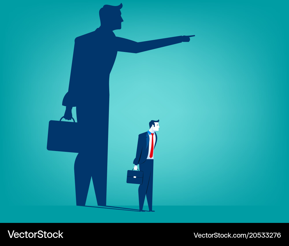 Businessman shadow pointing with him Royalty Free Vector