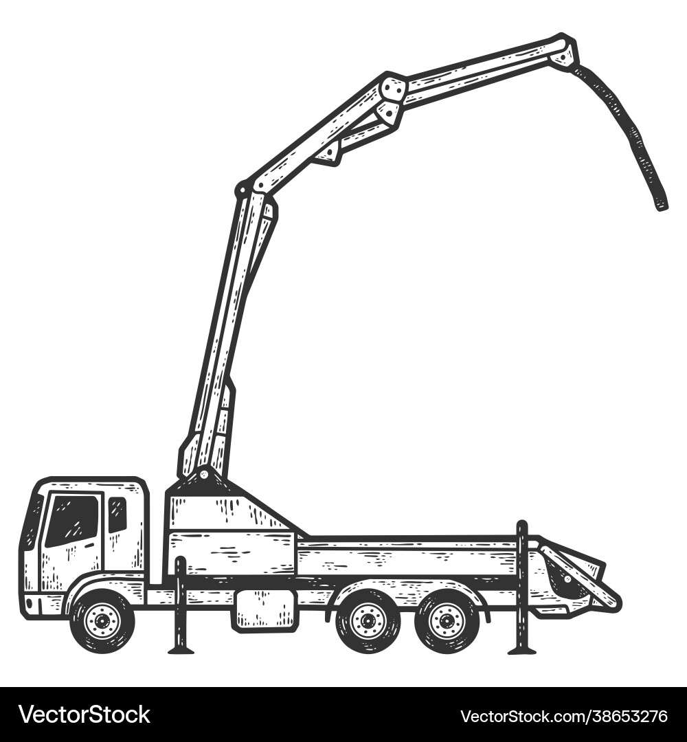 Concrete pump sketch scratch board imitation Vector Image