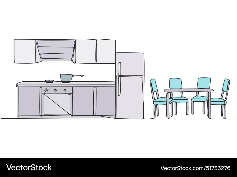 Continuous one line drawing the kitchen room has Vector Image