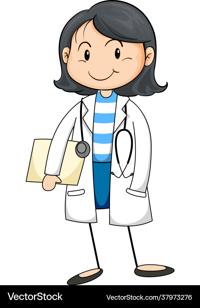 Cute Female Doctor Cartoon Royalty Free Vector Image