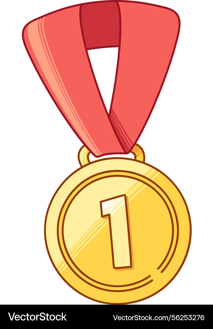 First place medal hand drawn Royalty Free Vector Image
