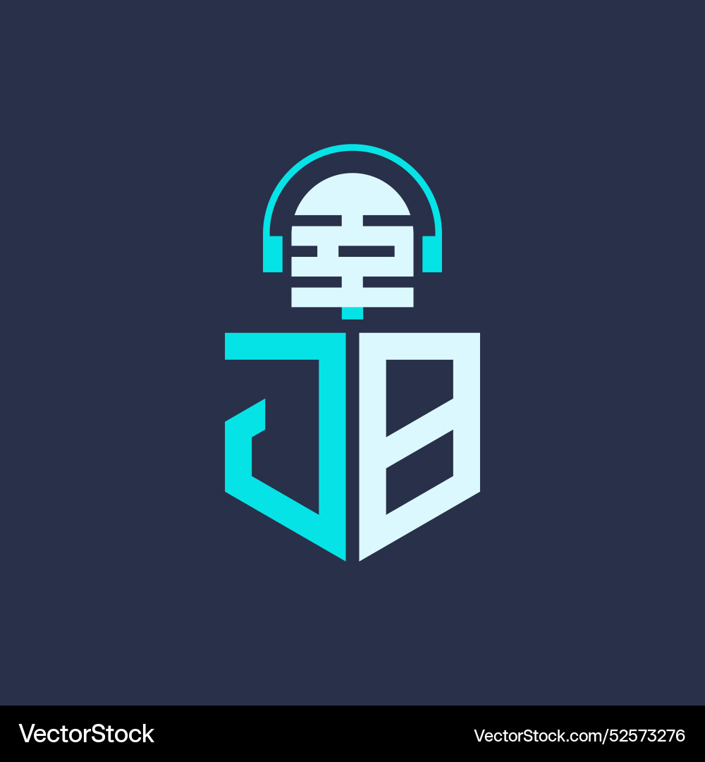 Jb microphone logo design for audio music Vector Image