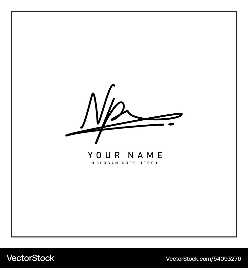 Np simple signature logo - handwritten template Vector Image
