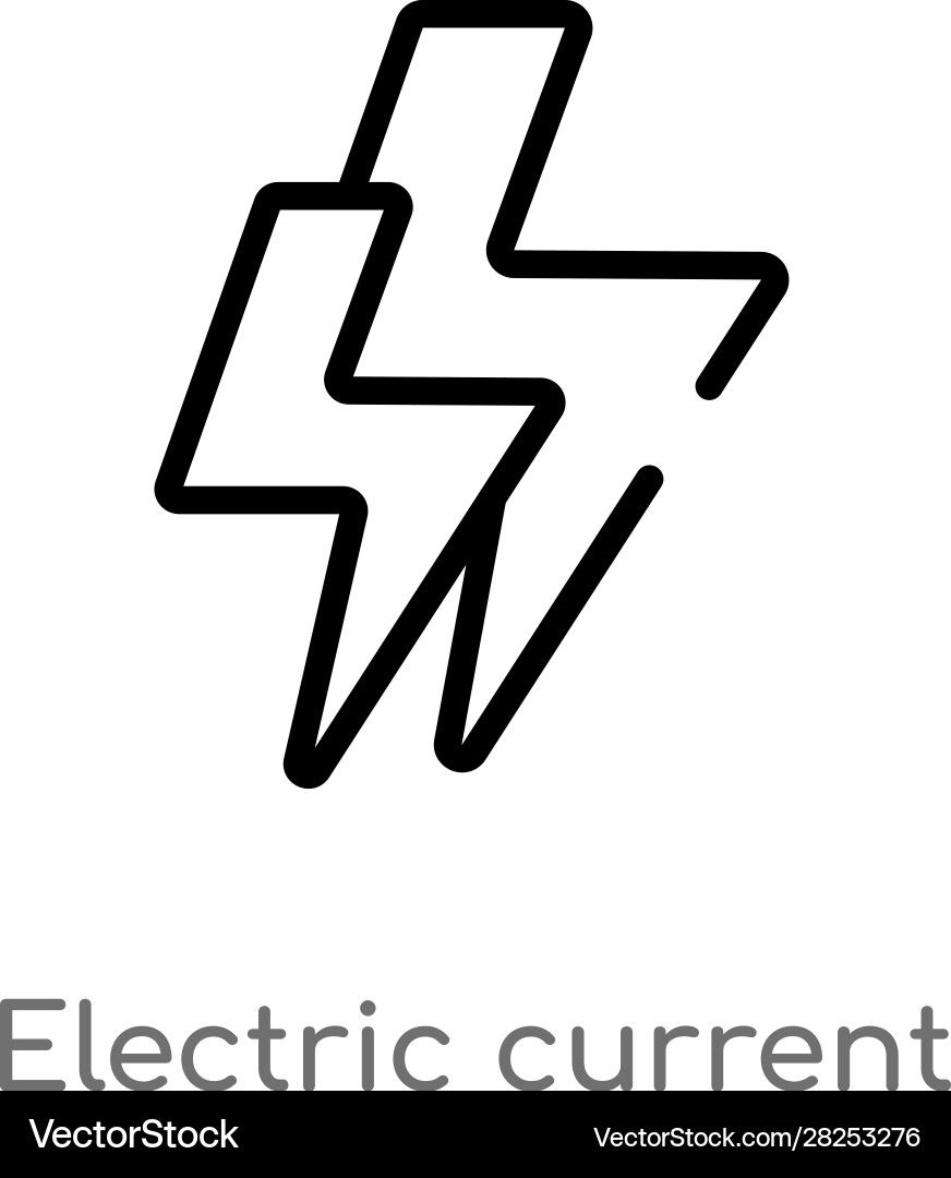 Outline electric current icon isolated black Vector Image