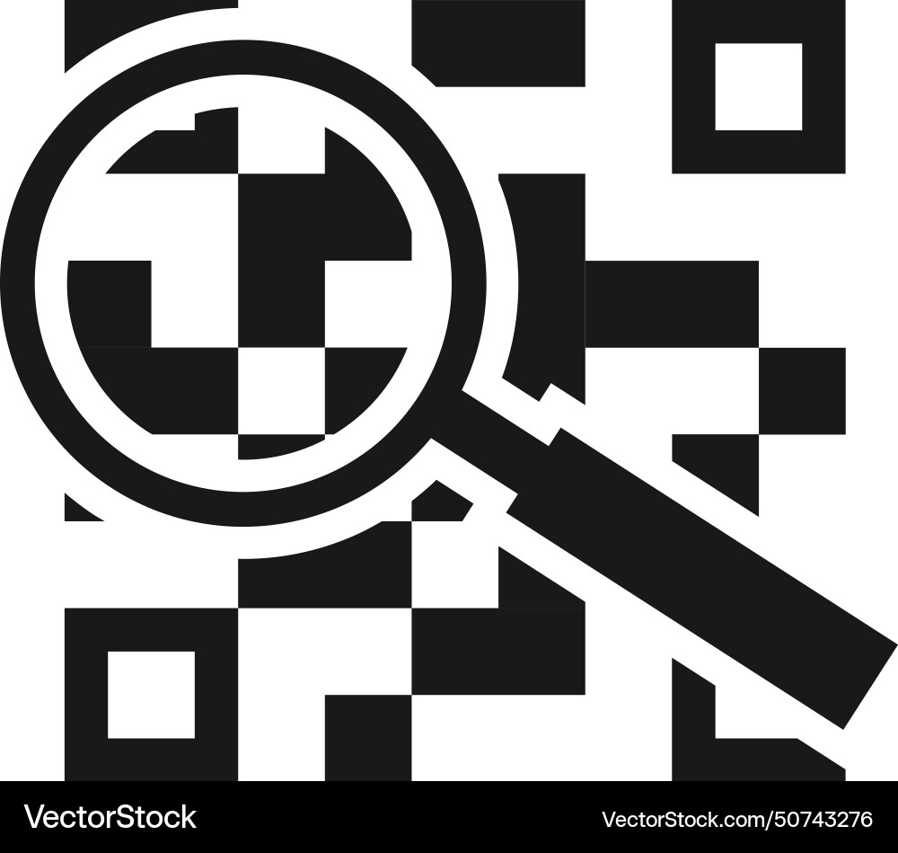 Qr code with magnifying glass data encoding icon Vector Image