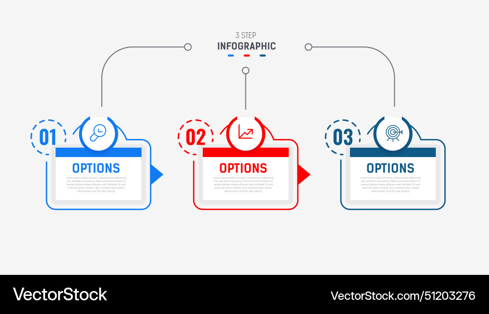 Three step infographic label design template Vector Image