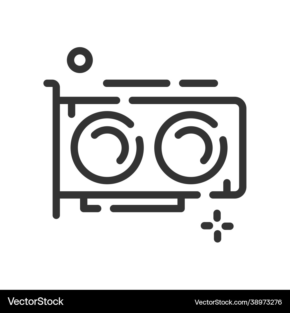Video card icon in simple one line style Vector Image