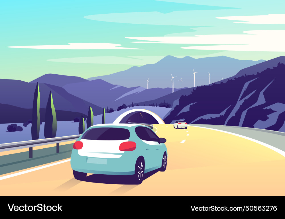 With cars driving along Royalty Free Vector Image