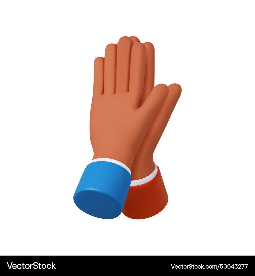 3d character hands prayer gesture Royalty Free Vector Image