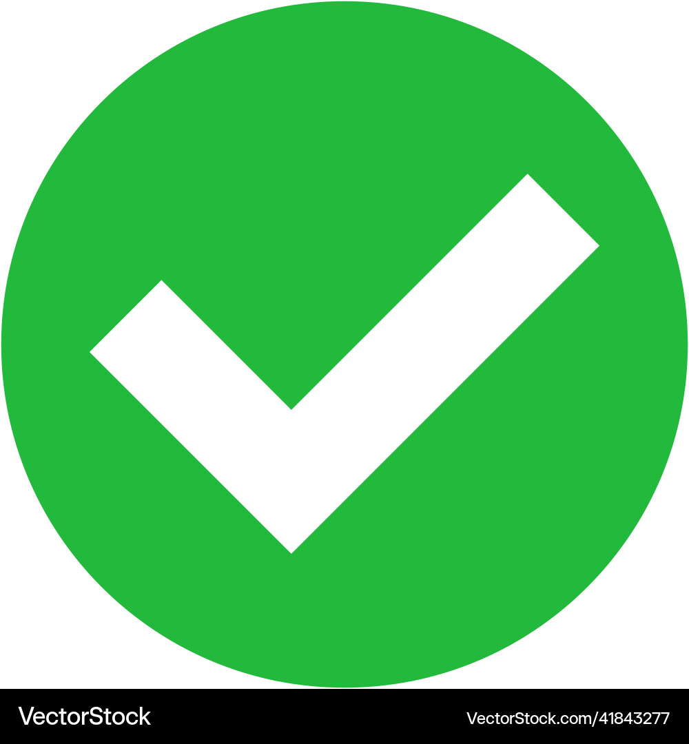 Check marks for success or approval green icon Vector Image
