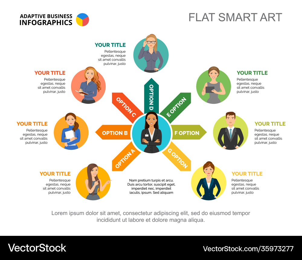 Company team process chart template Royalty Free Vector