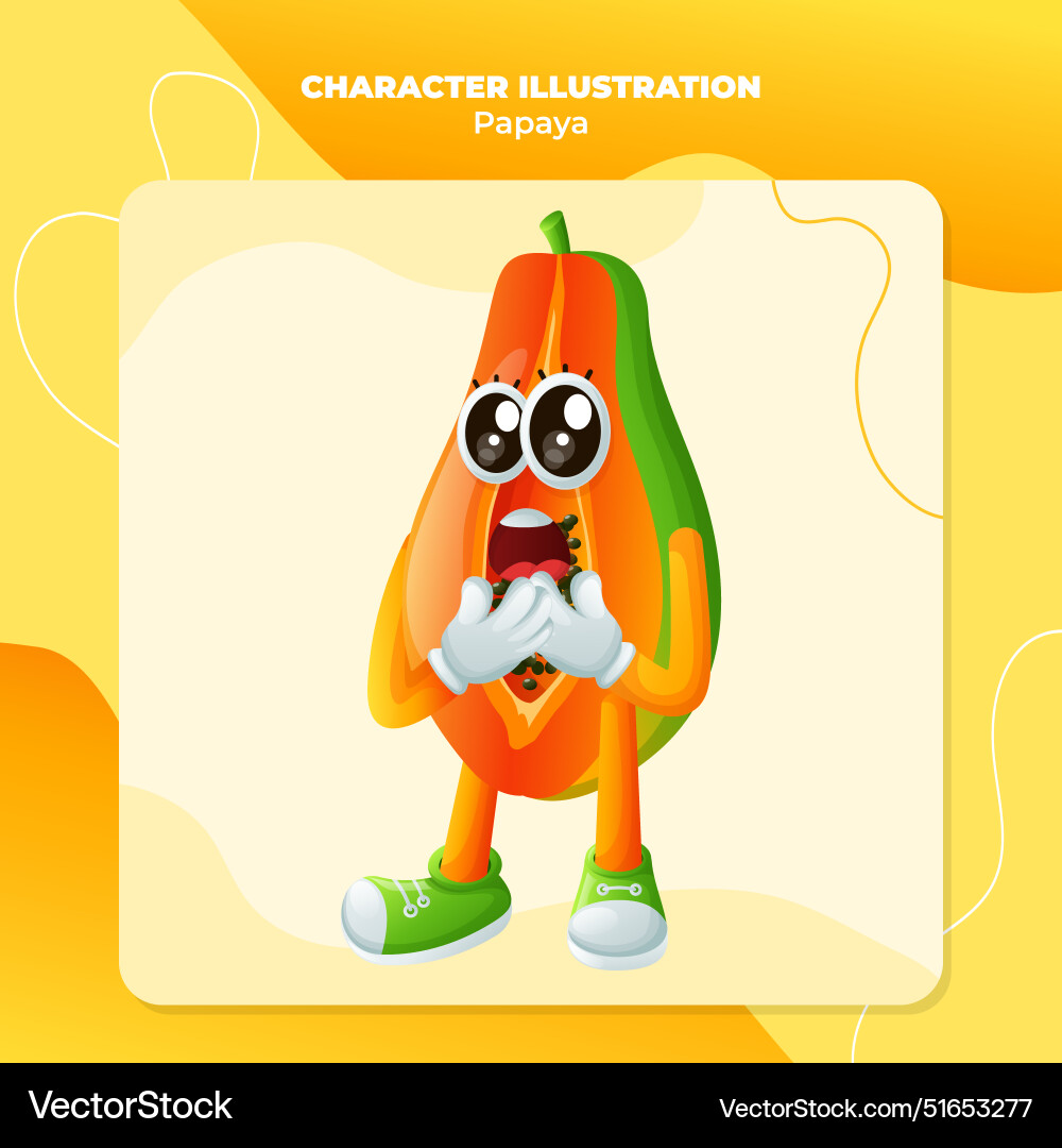 Cute papaya character with a surprised face Vector Image