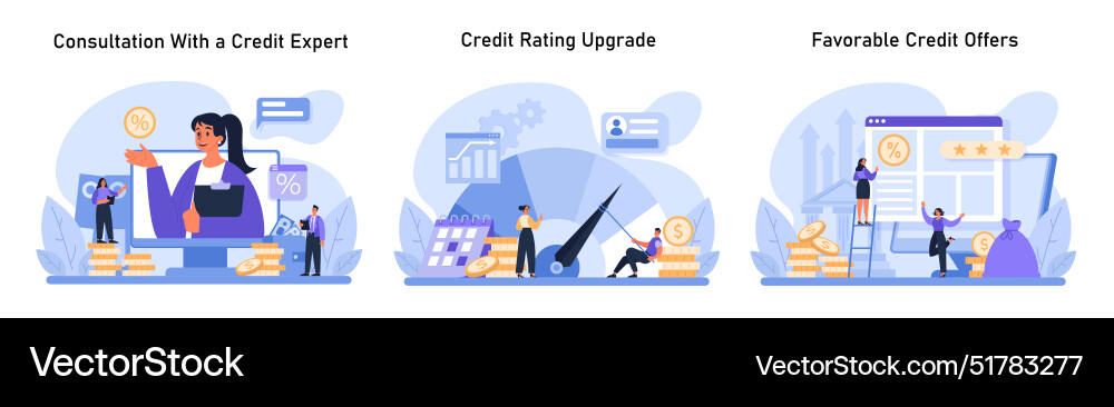 Expert consultation for credit improvement Vector Image