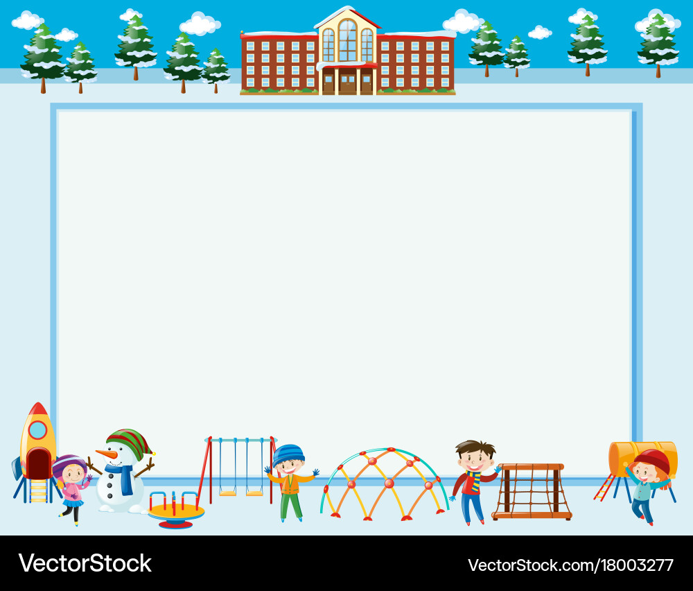 Frame template with kids in winter Royalty Free Vector Image