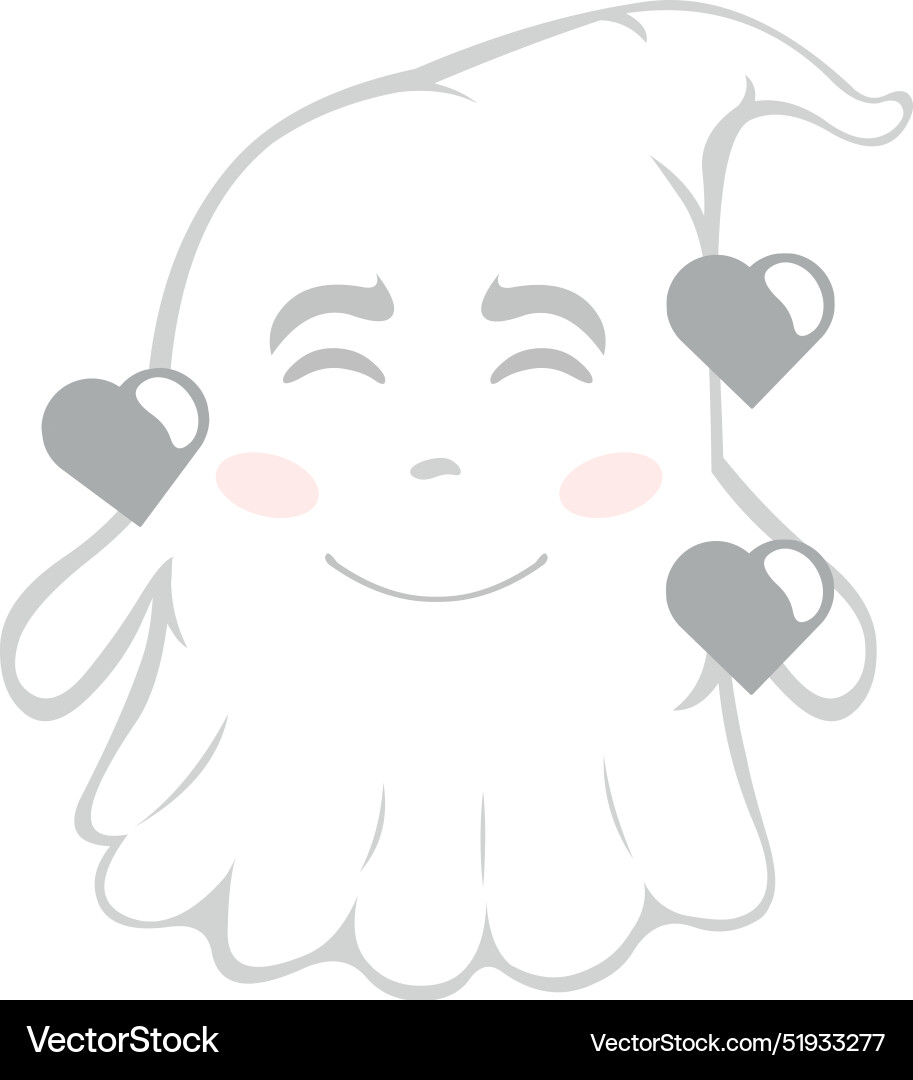 Ghost cartoon love hearts Royalty Free Vector Image