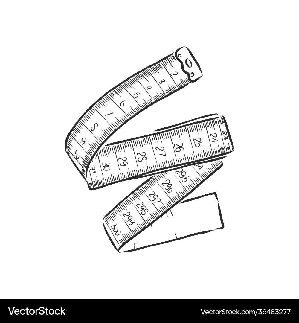 Hand drawn sketch measuring tape centimeter Vector Image