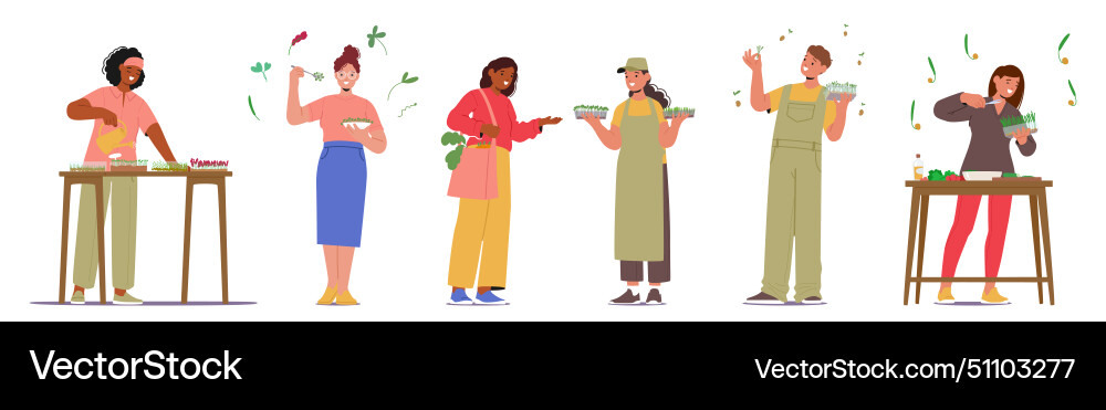 Microgreens enthusiasts health-conscious Vector Image