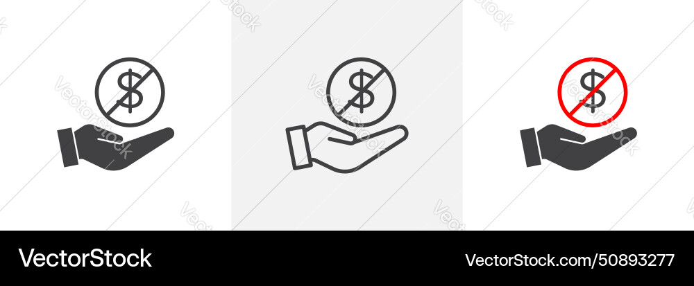 No dollar sign icon set currency cost fee Vector Image