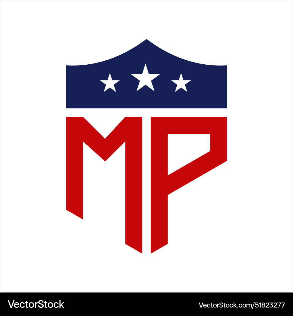 Patriotic mp logo design letter Royalty Free Vector Image