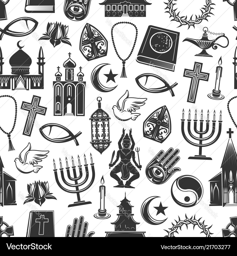 Religion symbols seamless pattern background Vector Image
