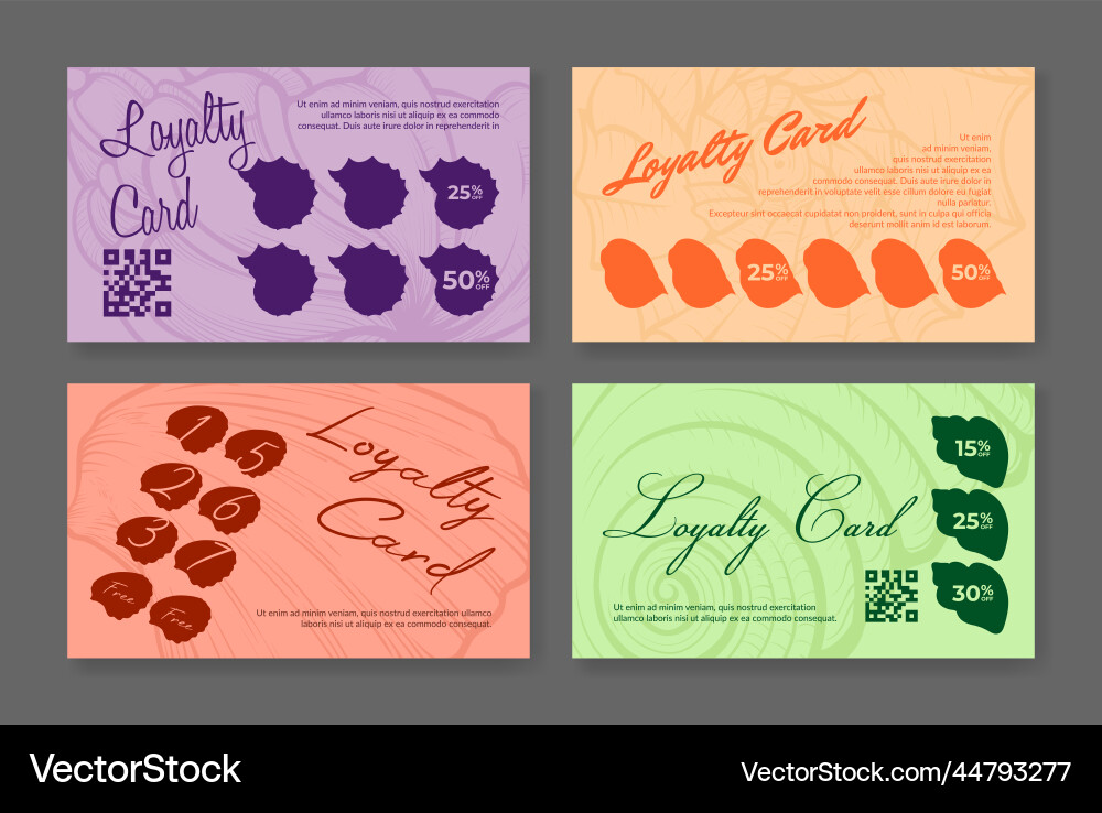 Seashell loyalty card collect sticker stamp Vector Image