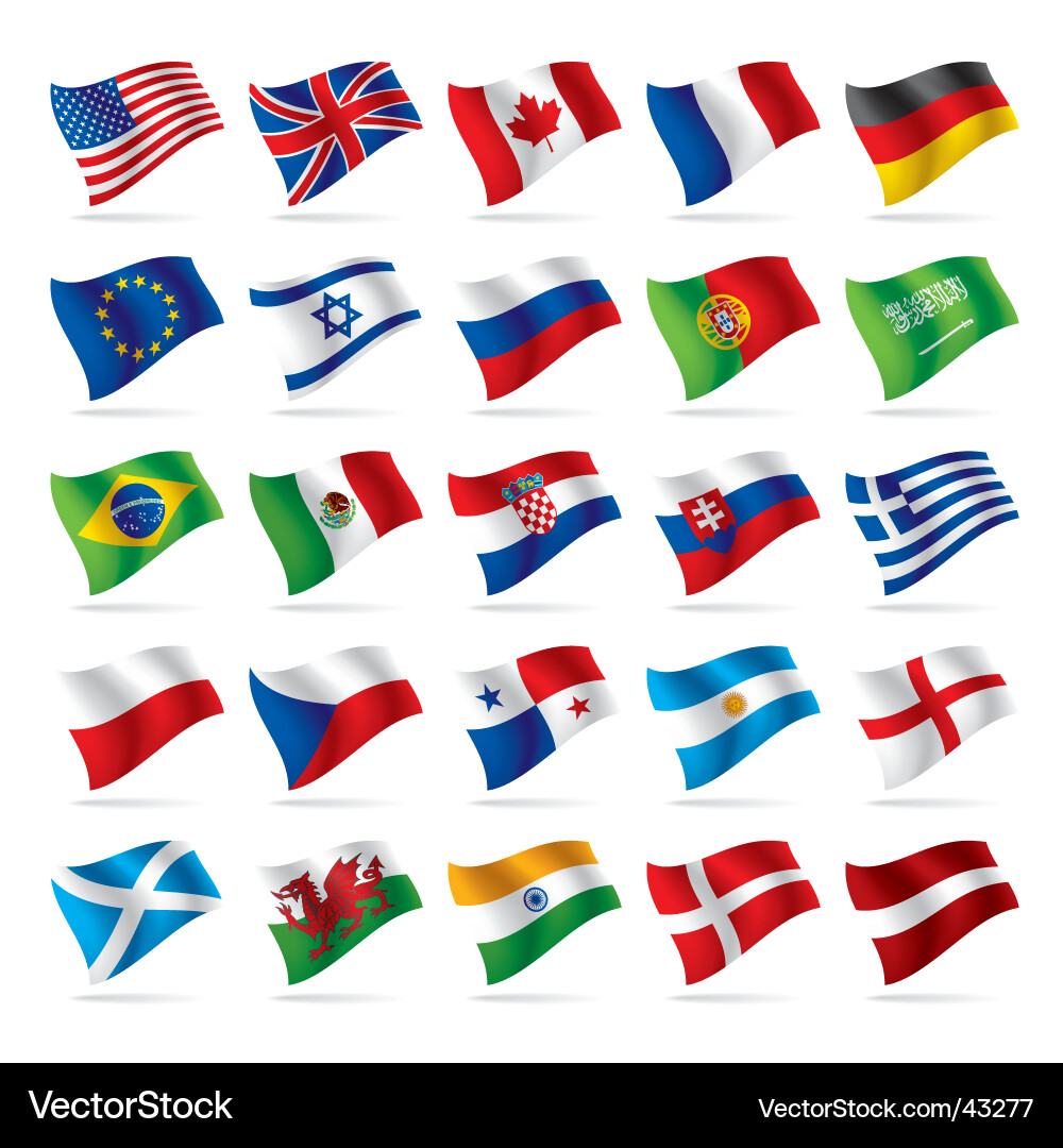 Set of world flags Royalty Free Vector Image - VectorStock