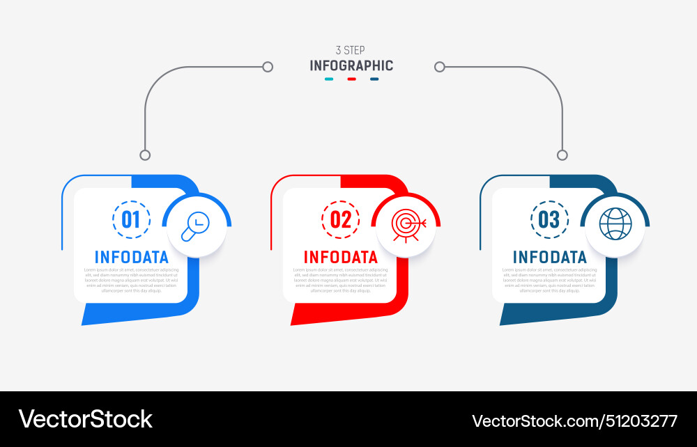 Three step infographic label design template Vector Image