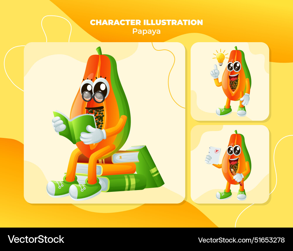 Cute papaya characters being clever Royalty Free Vector