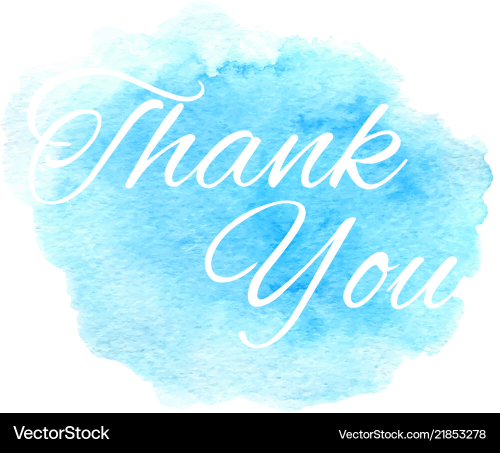 Danke Text auf der Hand gezeichnet Aquarell blau Vektorbild
