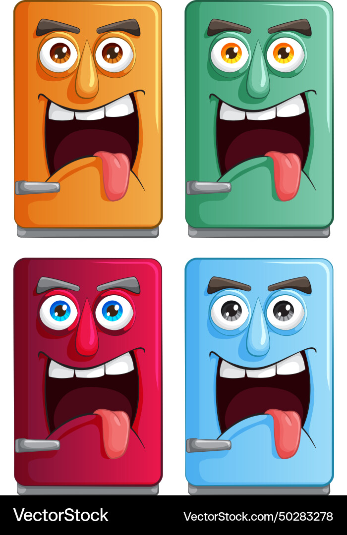 Four books with expressive cartoon faces Vector Image