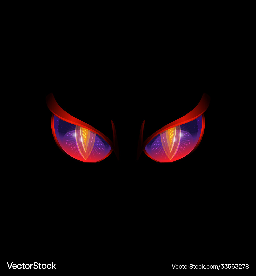 Glowing evil eyes on black background - angry Vector Image