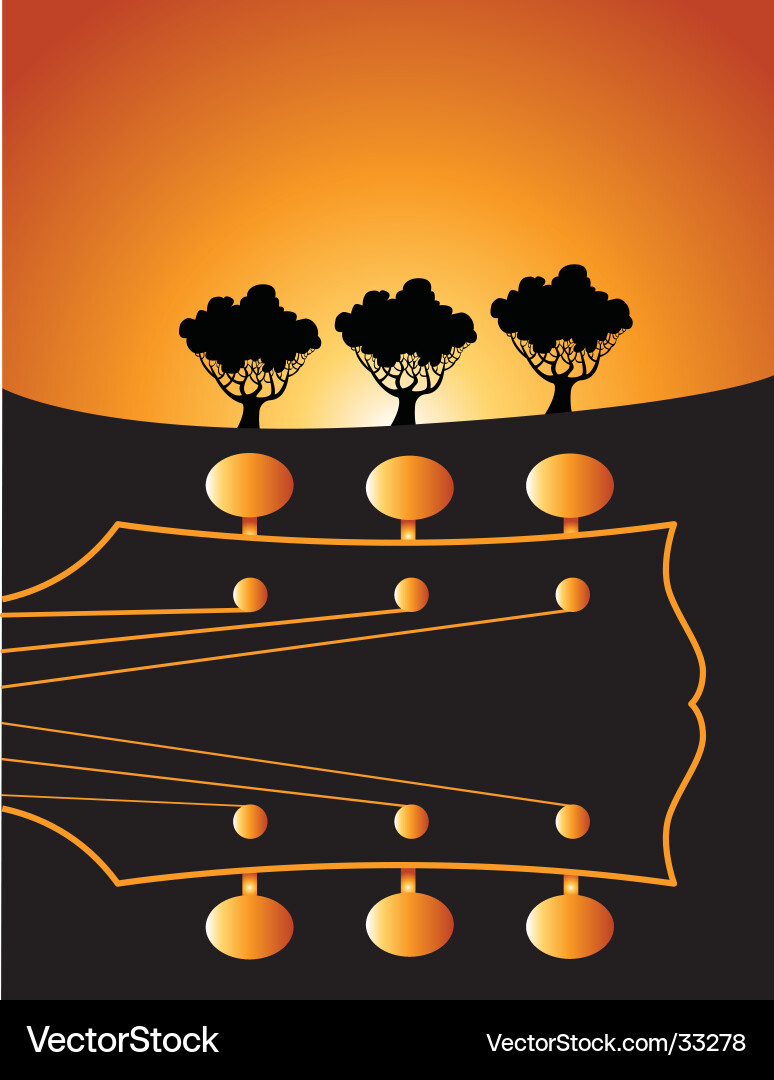 Guitar Silhouette Landscape Royalty Free Vector Image