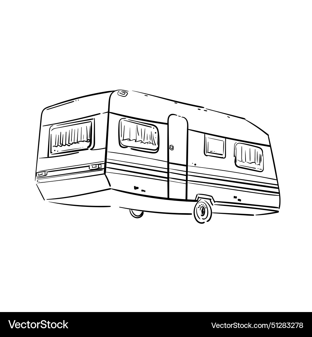 Hand drawn camper outline doodle icon trailer Vector Image