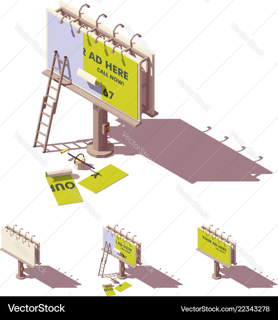 Isometrische Plakatwerbung Lizenzfreies Vektorbild