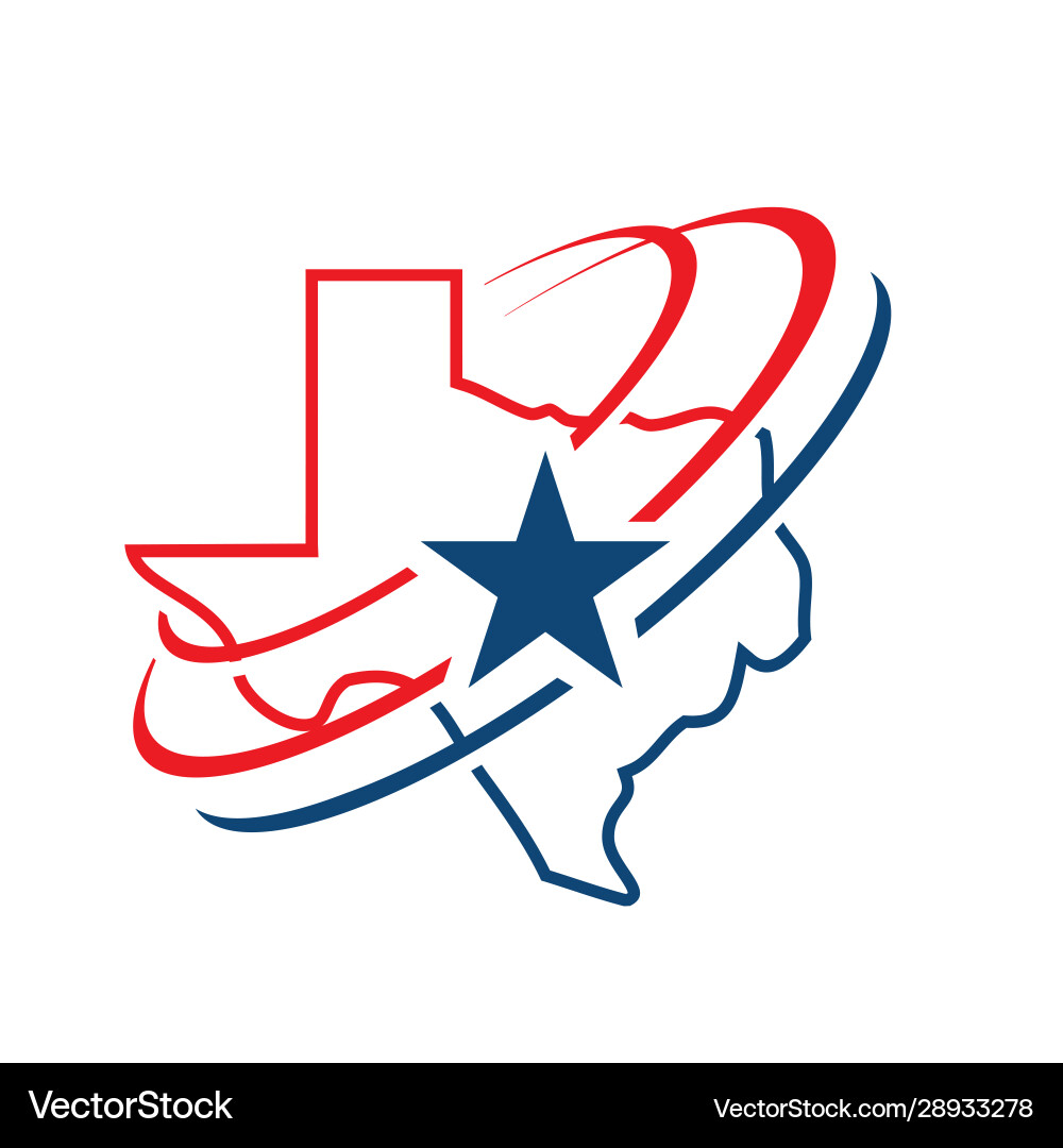 Star texas map logo design in blue and red flags Vector Image