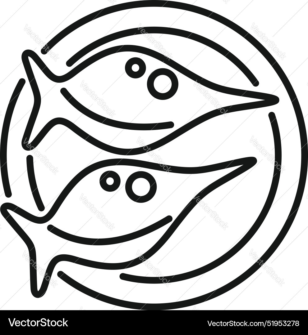 Two fish lying on a plate for lunch or dinner Vector Image