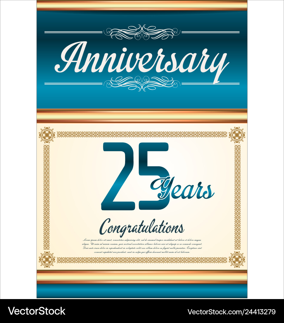 Anniversary retro blue background 25 years Vector Image