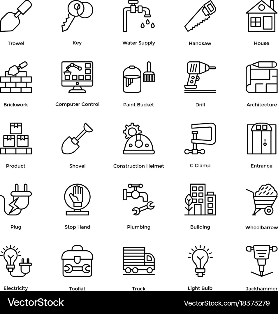 Construction & Industrial Tool Icons Vector Image