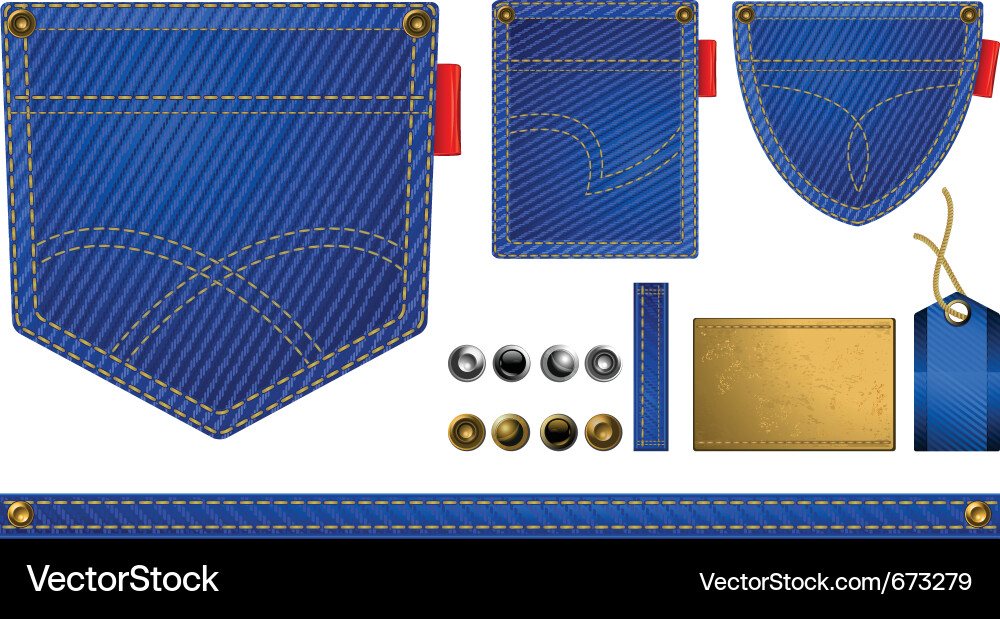 Denim Pocket & Button Details Royalty Free Vector Image