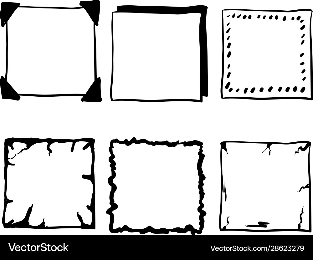 Frame doodle collection with handdrawn cartoon Vector Image