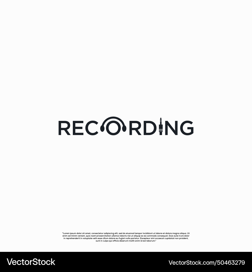 Recording logo typography monochrome Royalty Free Vector