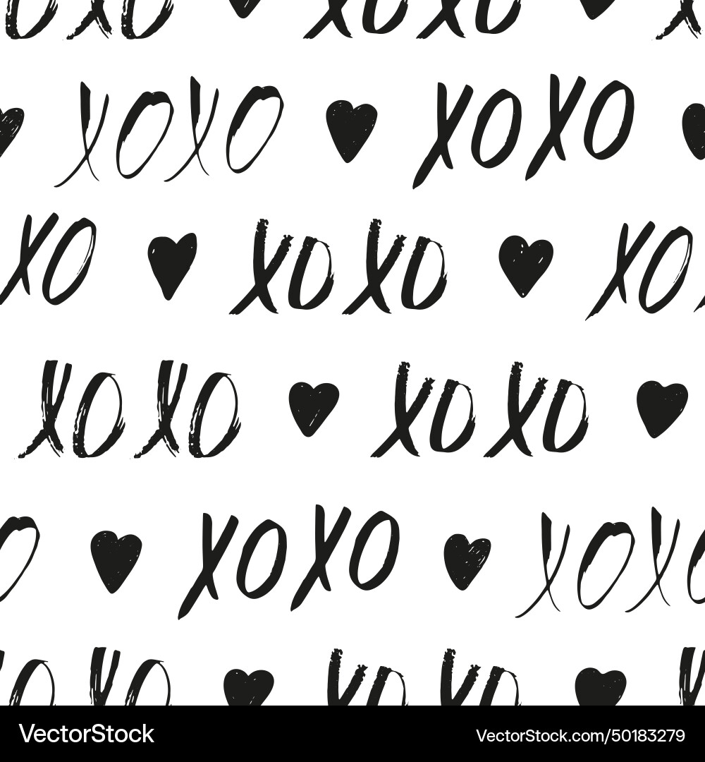 Seamless pattern with black xoxo phrases Vector Image