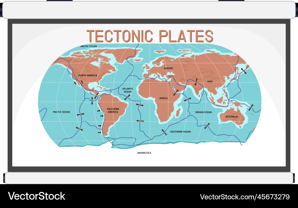 Tectonic plates and landforms Royalty Free Vector Image
