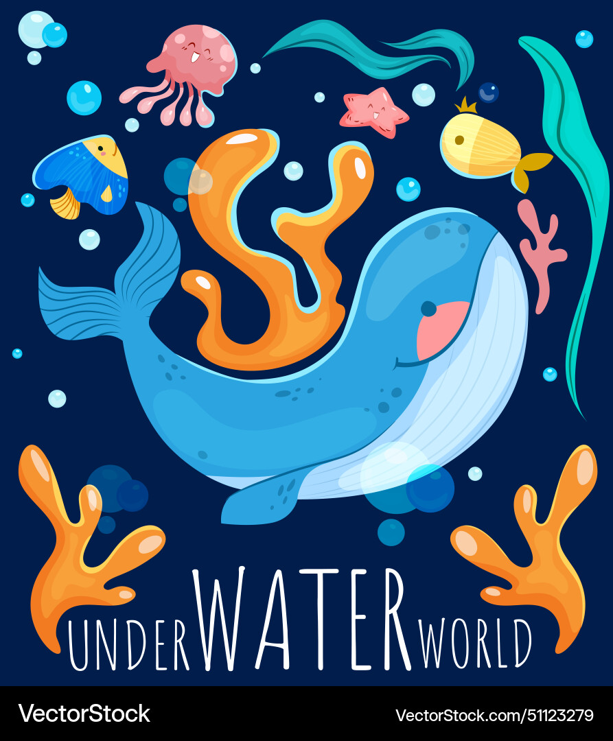 Underwater world poster Royalty Free Vector Image