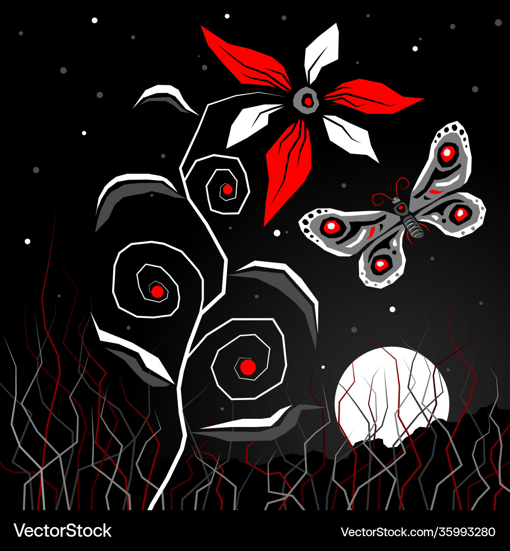 Decorative stylized red flower Royalty Free Vector Image