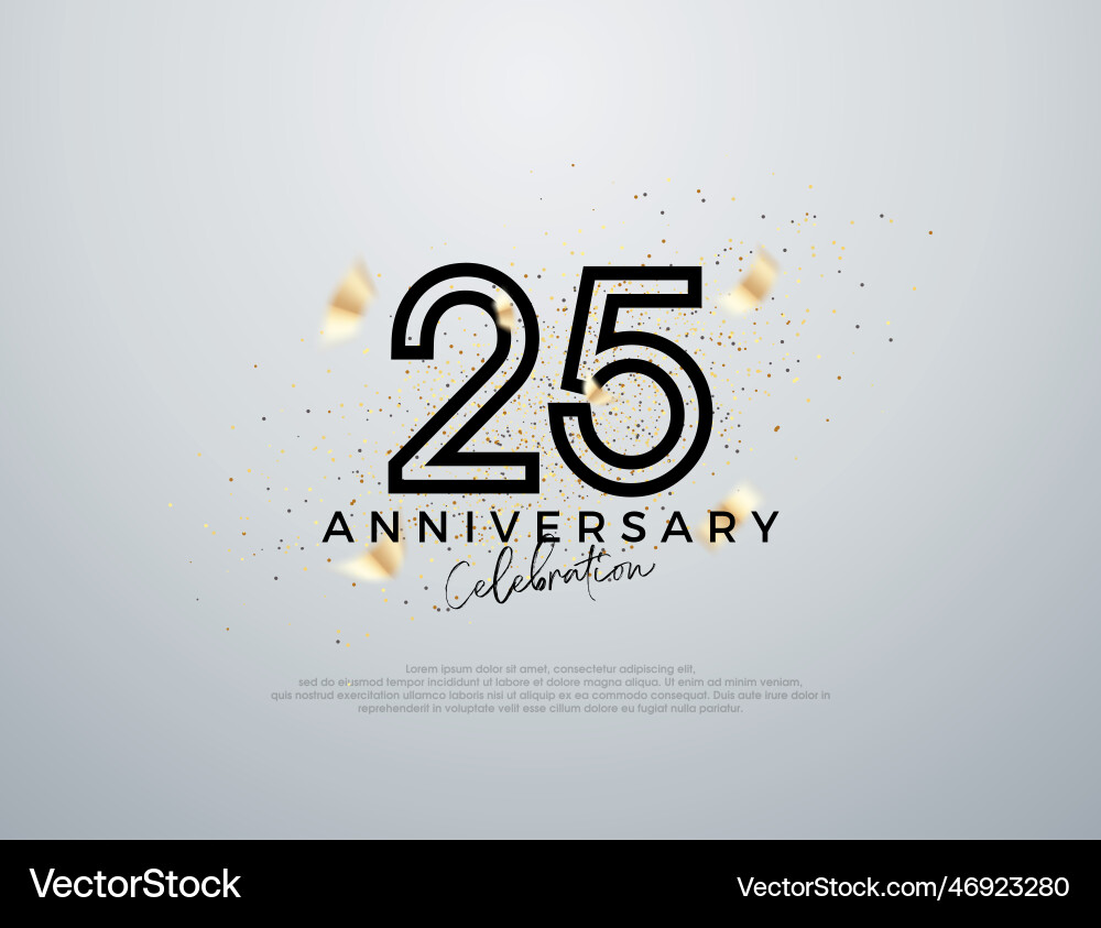 Elegant 25th Anniversary Line Art Royalty Free Vector Image